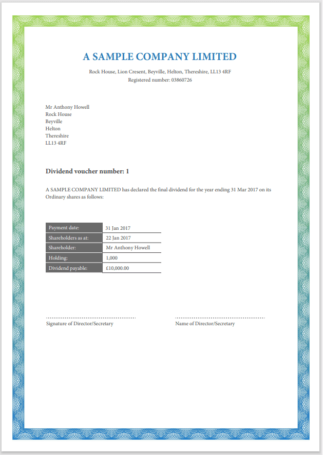 Produce Dividend Vouchers for a UK Limited Company - Inform Direct