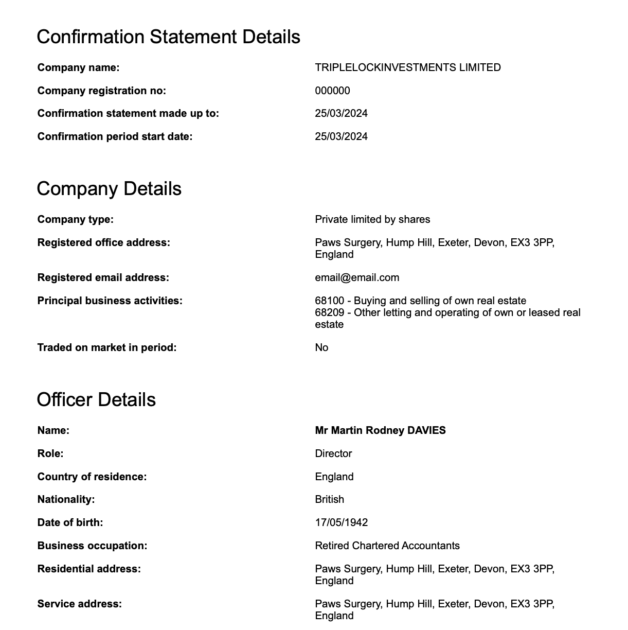 Confirmation Statement - Submit Companies House CS01